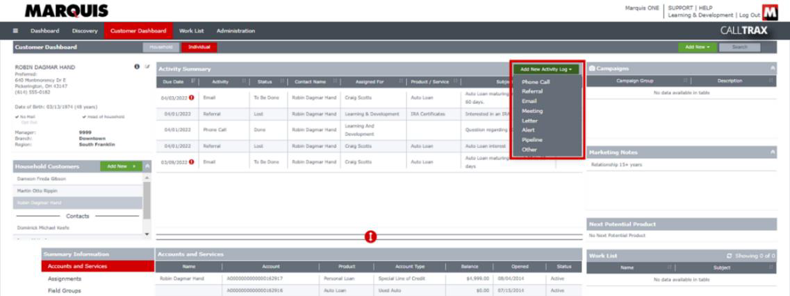 Customer Dashboard – Marquis