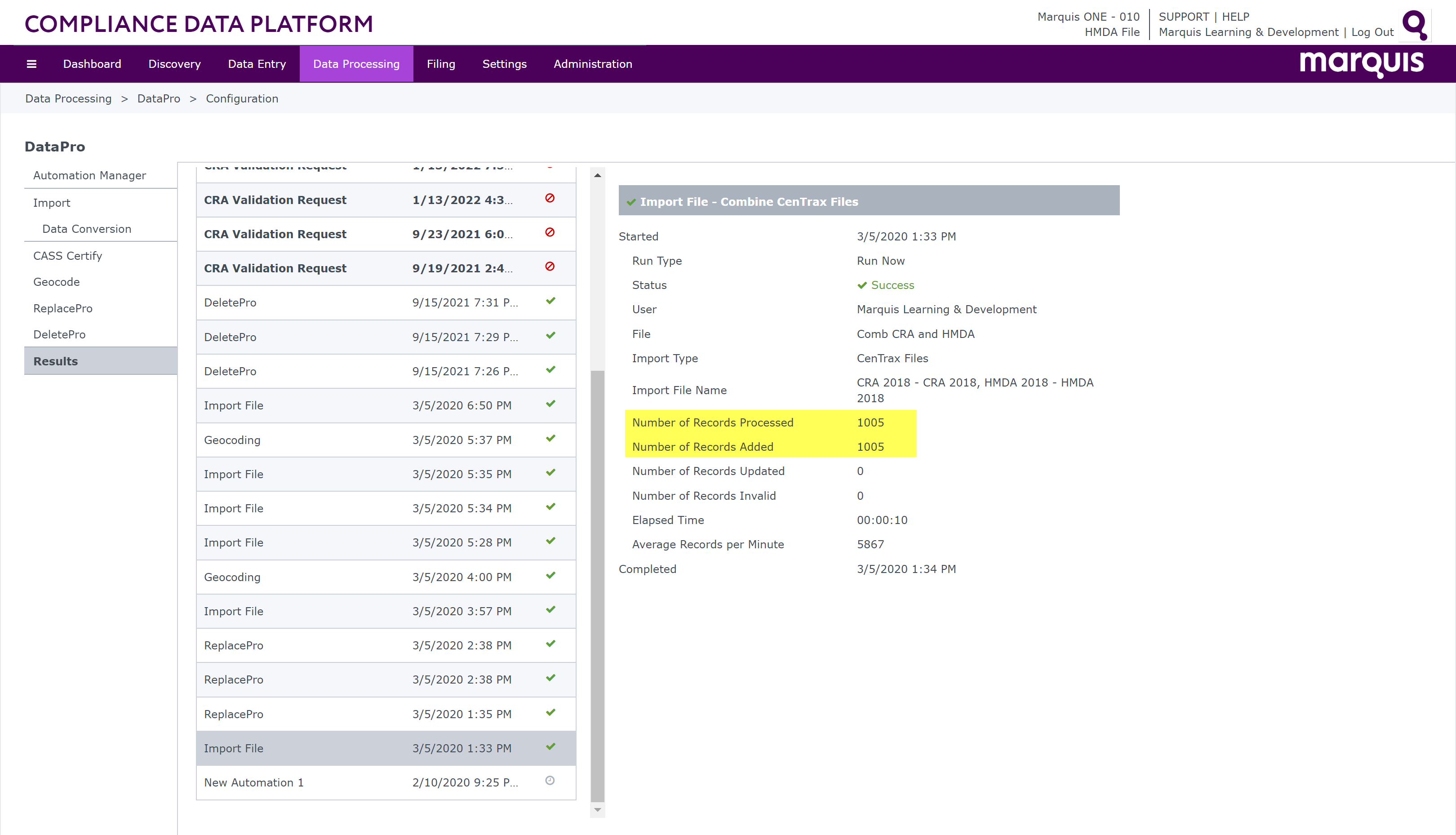 Creating an Import Definition (CNX601) – Marquis