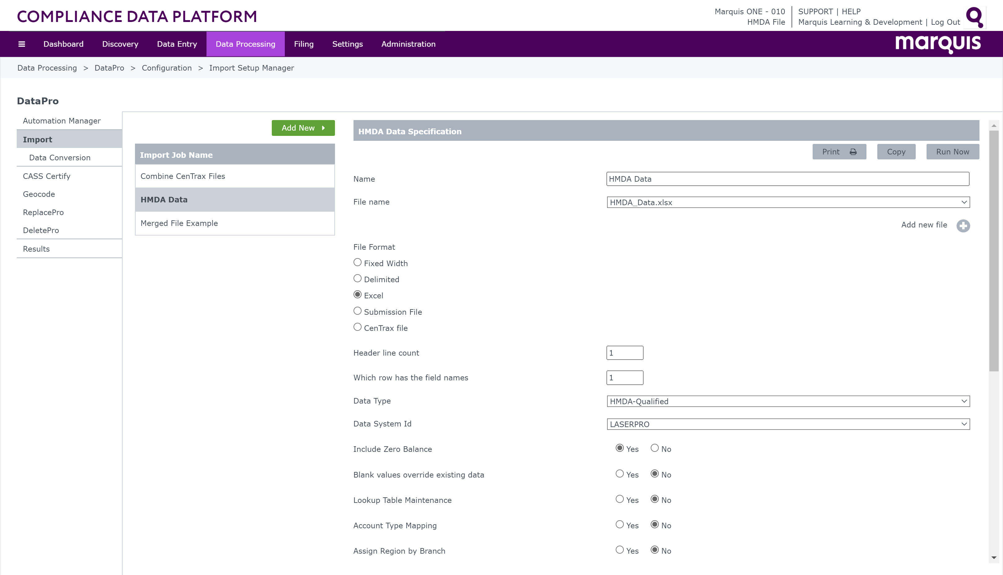 Creating an Import Definition (CNX601) – Marquis