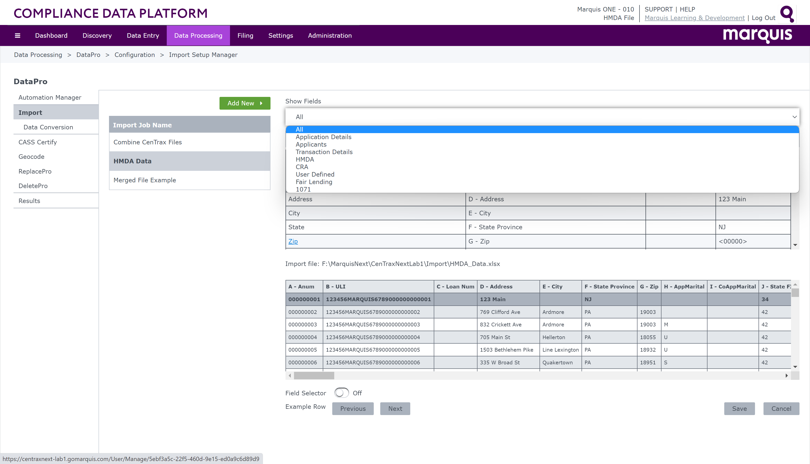 Creating an Import Definition (CNX601) – Marquis