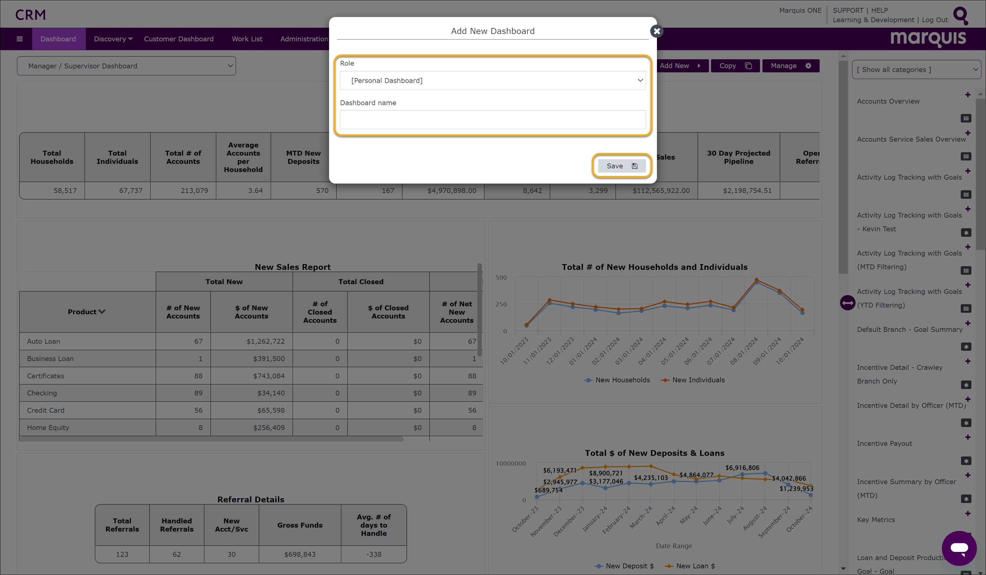 CRM Editing Dashboards – Marquis