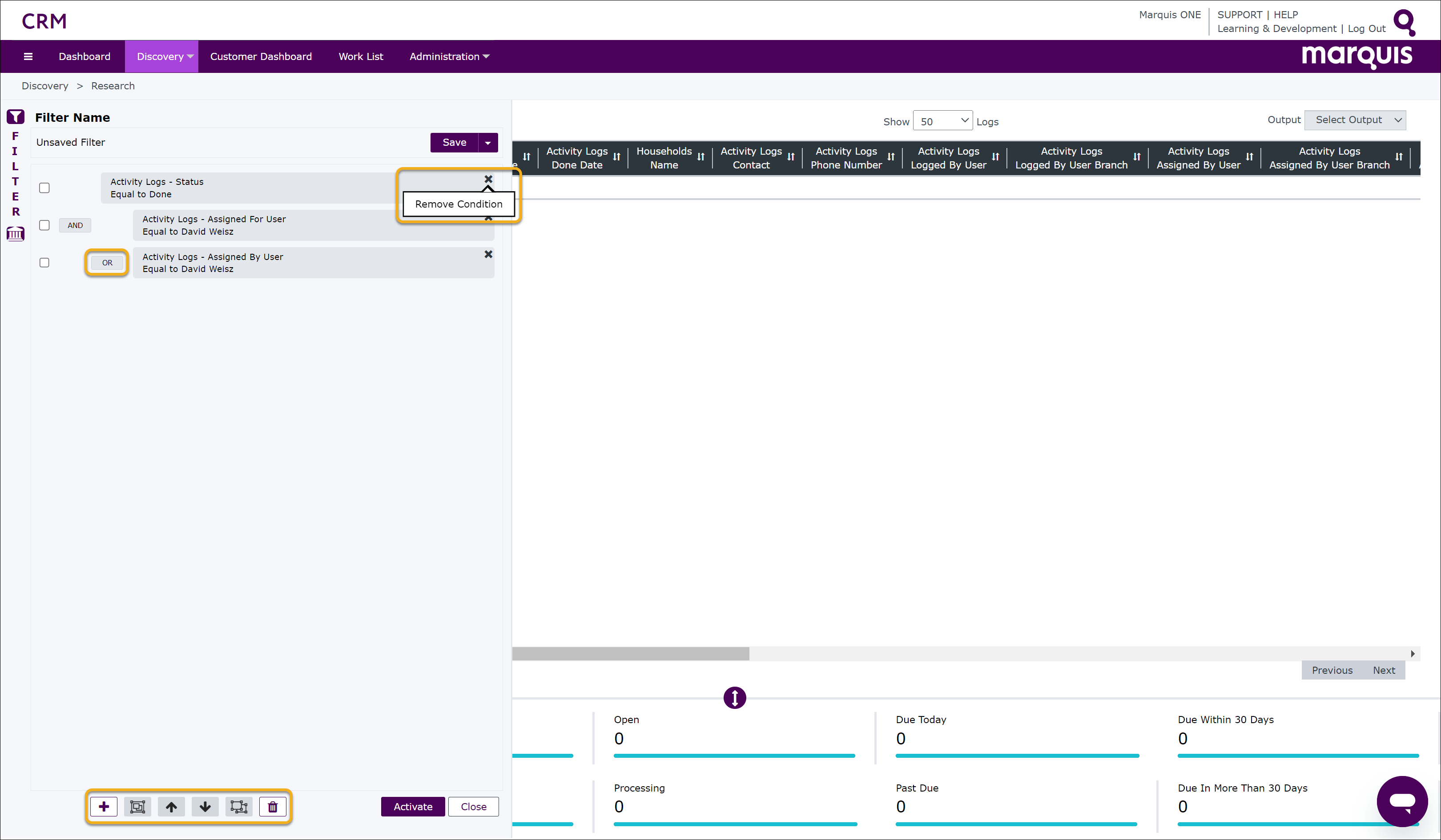 CRM Using Fast Filters – Marquis