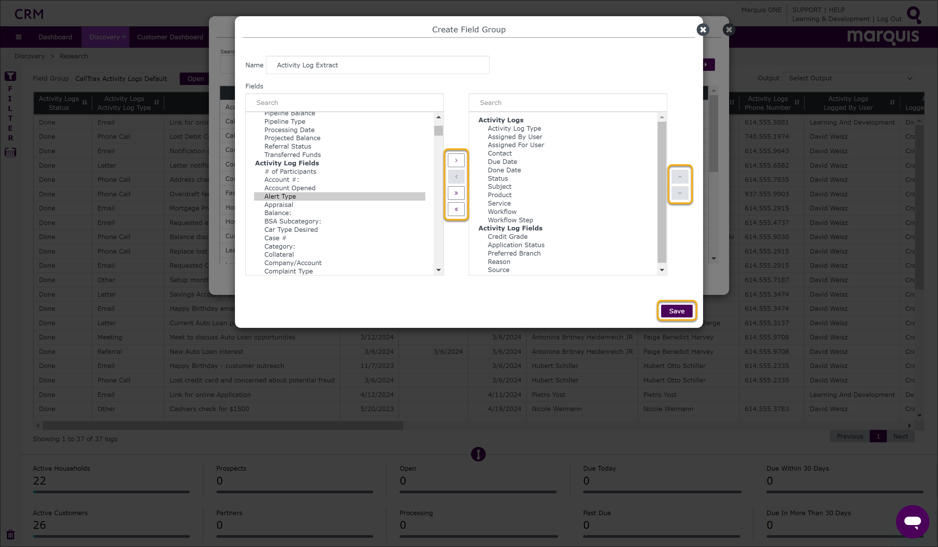 CRM Editing Field Groups – Marquis